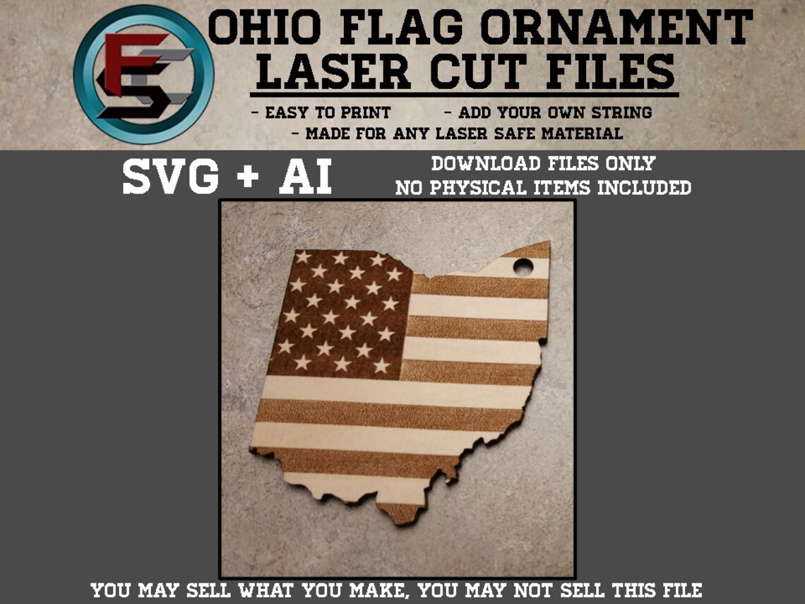 Ohio Flag Ornament SVG + Ai Laser Cut Files -- INSTANT DOWNLOAD - Etsy