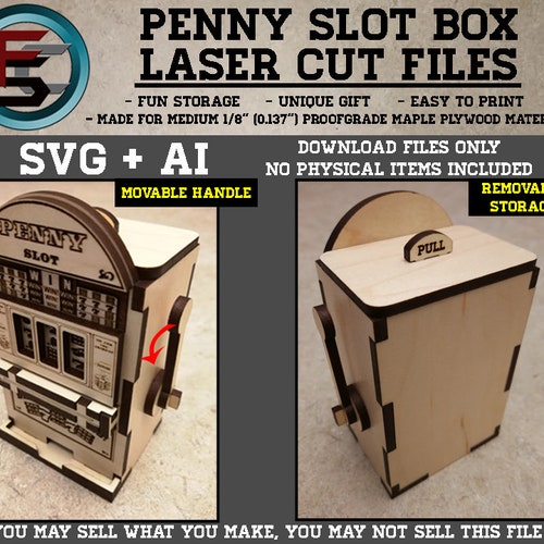 Penny Slot Box Svg Ai Laser Cut Files INSTANT DOWNLOAD | Etsy Canada