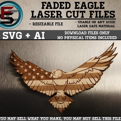 Faded Eagle SVG Ai Laser Cut Files INSTANT DOWNLOAD - Etsy