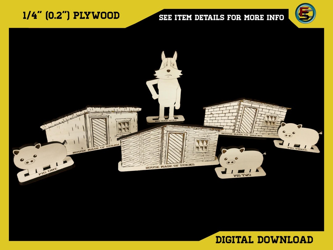 3 Little Pigs SVG Ai Laser Cut Files INSTANT DOWNLOAD - Etsy