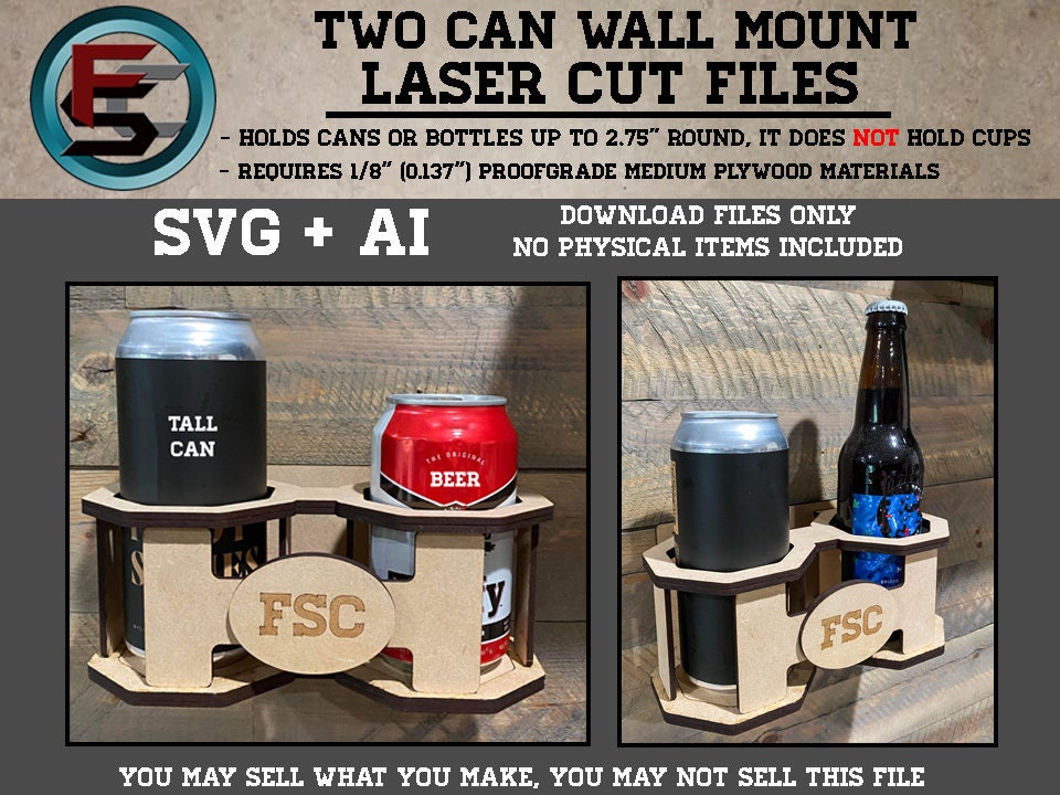 Two Can Wall Mount SVG Ai Laser Cut Files INSTANT - Etsy UK