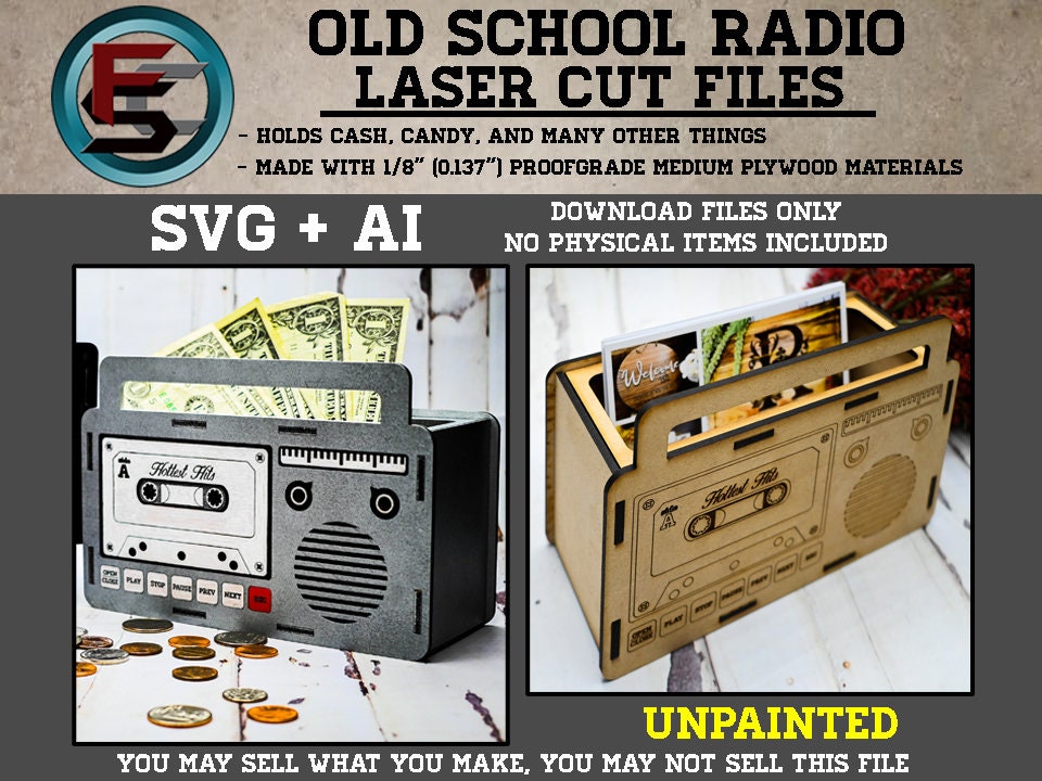 Old School Radio SVG Ai Laser Cut Files INSTANT DOWNLOAD - Etsy Australia