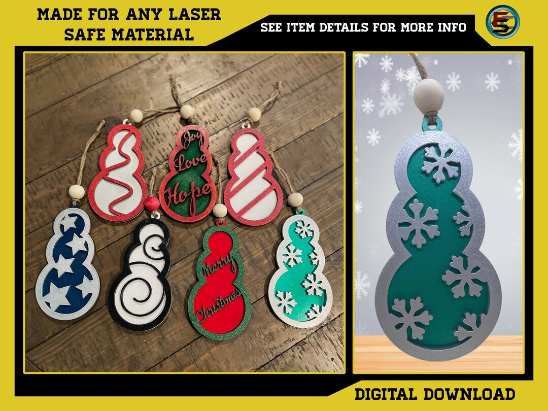 The 7 Snowmen Ornaments SVG Ai Laser Cut Files INSTANT - Etsy