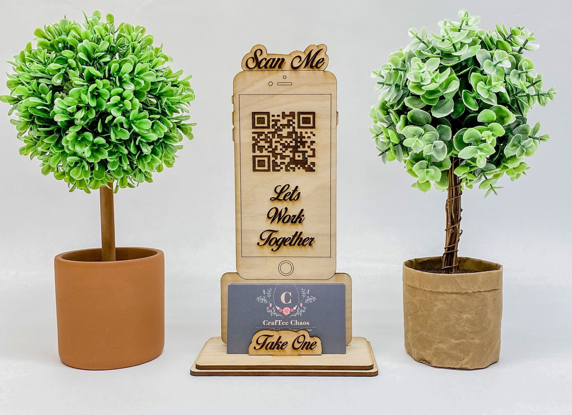 Scan Me Stand With Card Holder SVG + Ai Laser Cut Files -- INSTANT ...