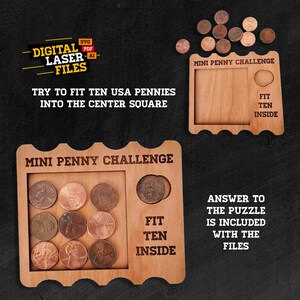 Mini Penny Challenge Puzzle SVG + Ai Laser Cut Files -- INSTANT ...