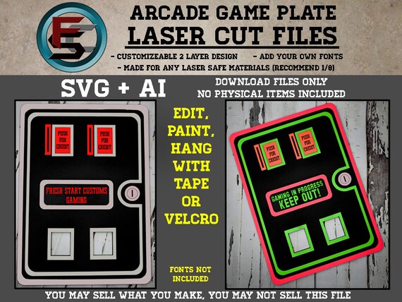 Arcade Game Plate SVG Ai Laser Cut Files INSTANT DOWNLOAD - Etsy