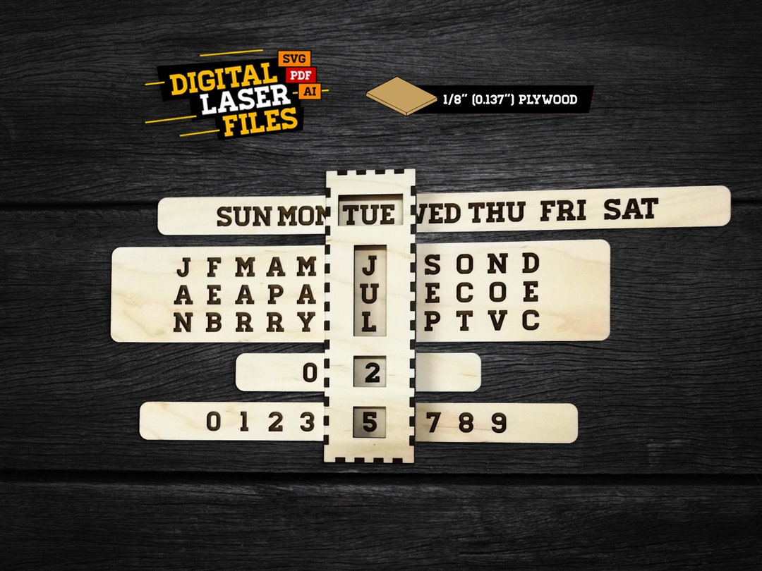 Push and Pull Calendar SVG + Ai Laser Cut Files -- INSTANT DOWNLOAD - Etsy