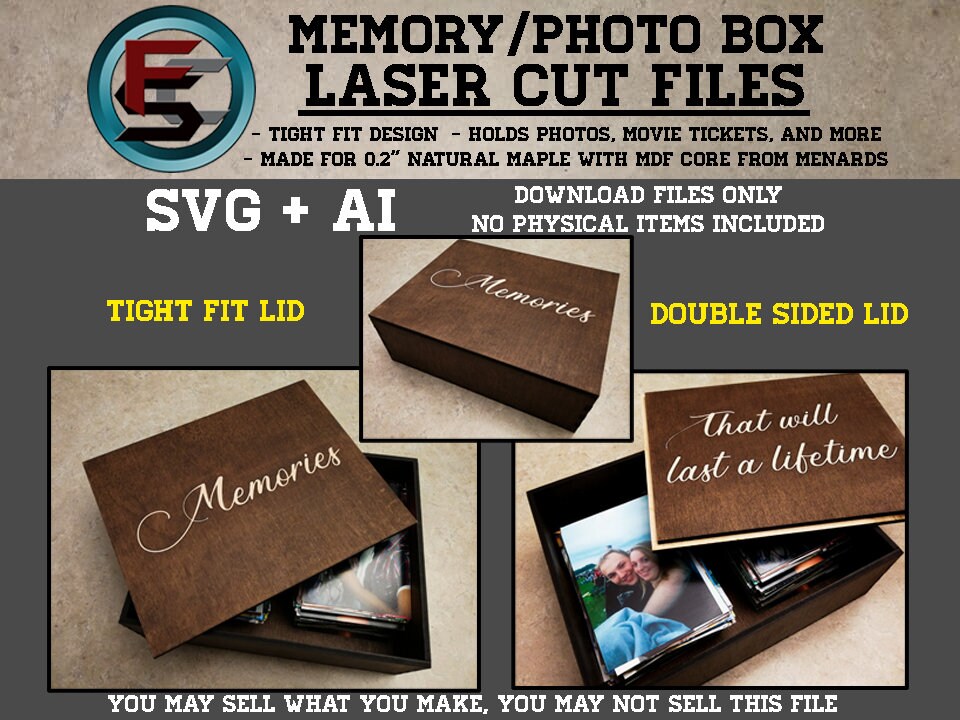 Memory/photo Box SVG Ai Laser Cut Files INSTANT DOWNLOAD | Etsy