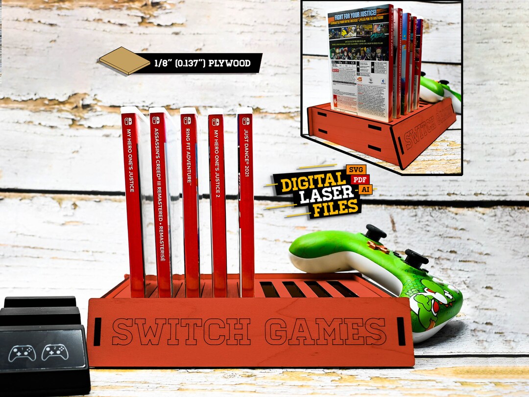 Display Stand for Switch Game Boxes SVG + Ai Laser Cut Files -- INSTANT ...