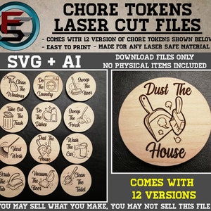 Chore Tokens SVG + Ai Laser Cut Files -- INSTANT DOWNLOAD - Etsy