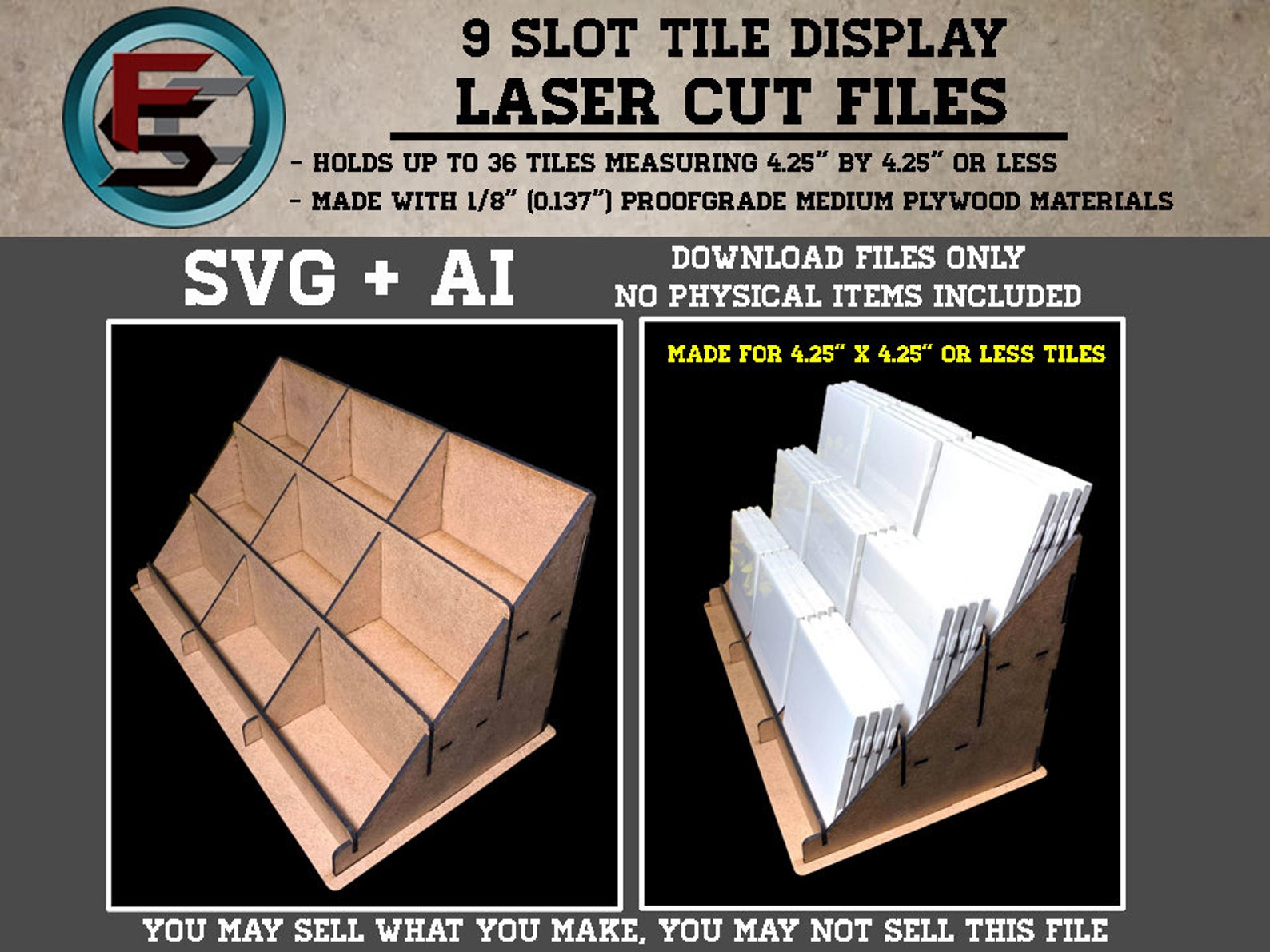 9 Slot Tile Display SVG + Ai Laser Cut Files -- INSTANT DOWNLOAD - Etsy ...