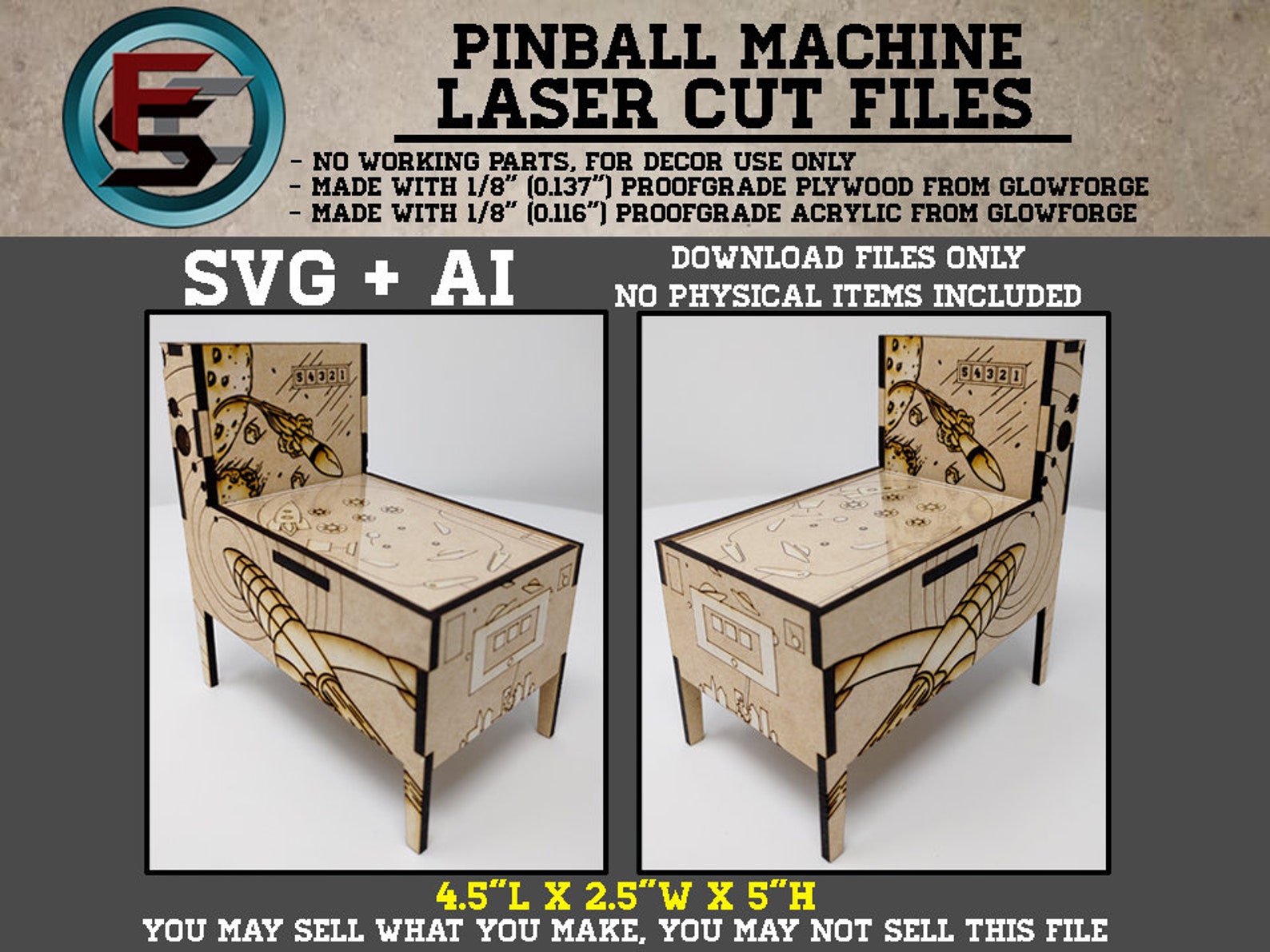 Pinball Machine SVG + Ai Laser Cut Files -- INSTANT DOWNLOAD - Etsy ...