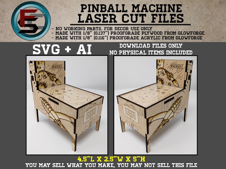Pinball Machine SVG + Ai Laser Cut Files -- INSTANT DOWNLOAD - Etsy Canada
