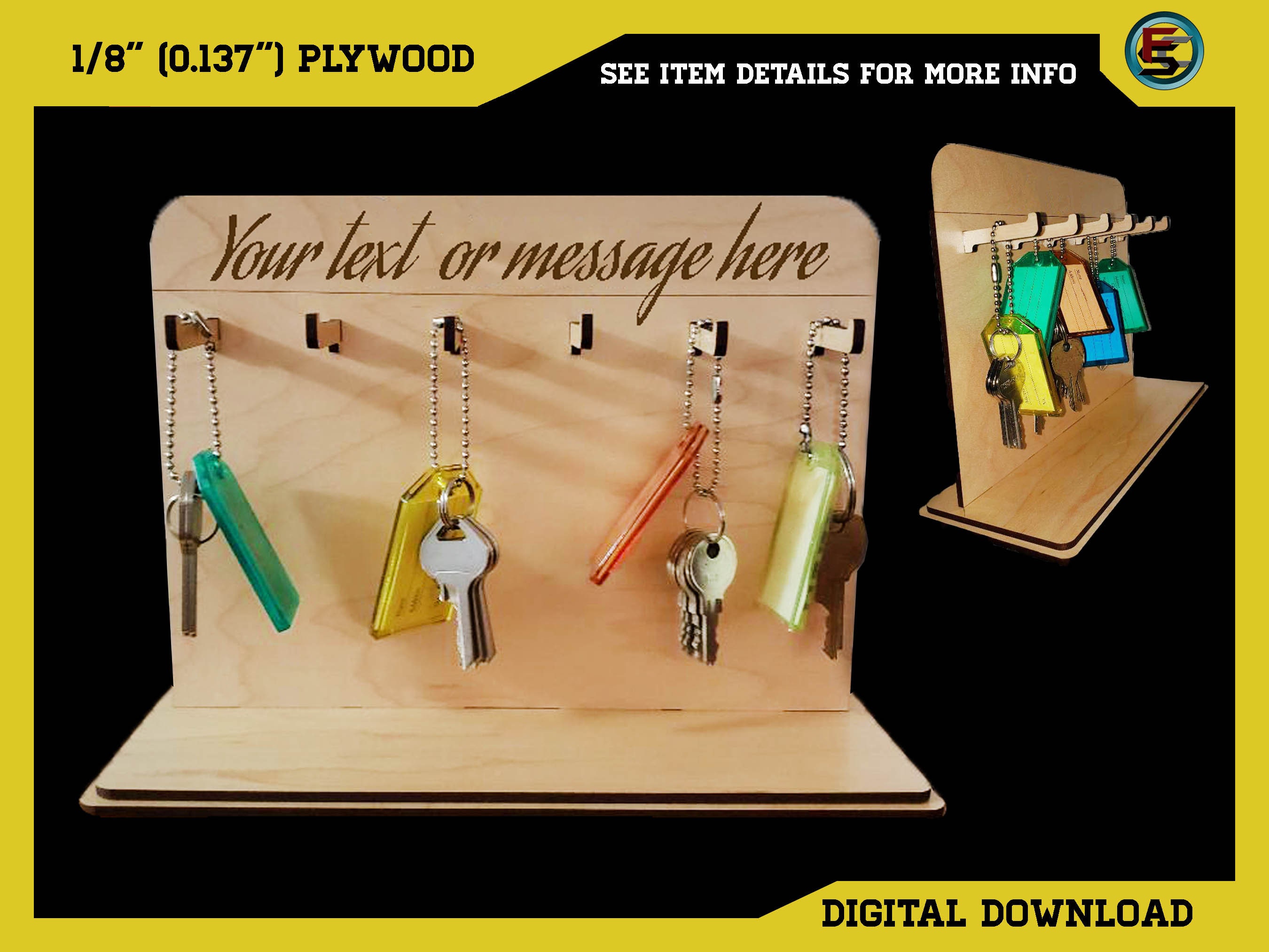 Customizable Keychain Stand SVG Ai Laser Cut Files - Etsy