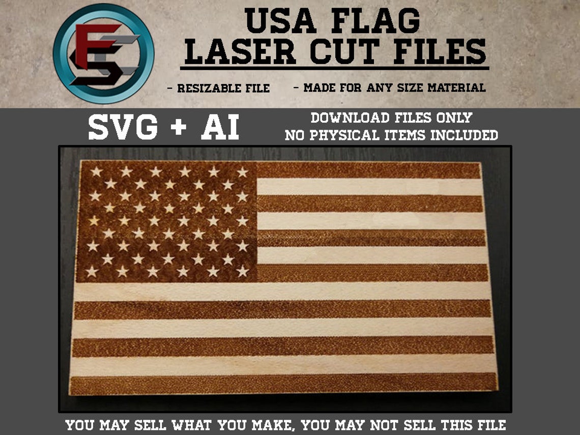 USA Flag Svg + Ai Laser Cut Files -- INSTANT DOWNLOAD - Etsy