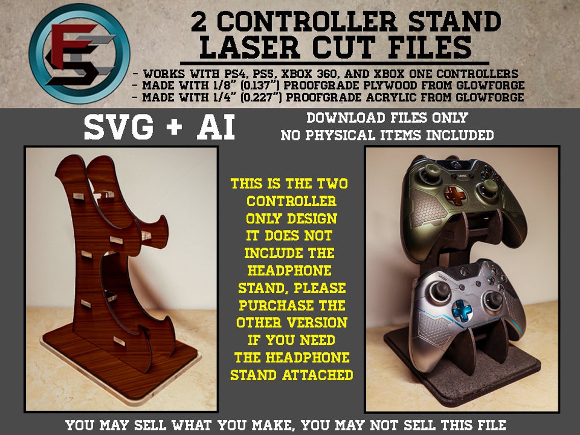 2 Controller Stand SVG + Ai Laser Cut Files -- INSTANT DOWNLOAD - Etsy