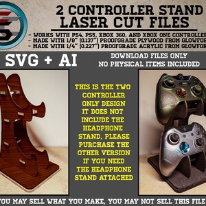 2 Controller Stand SVG + Ai Laser Cut Files -- INSTANT DOWNLOAD - Etsy