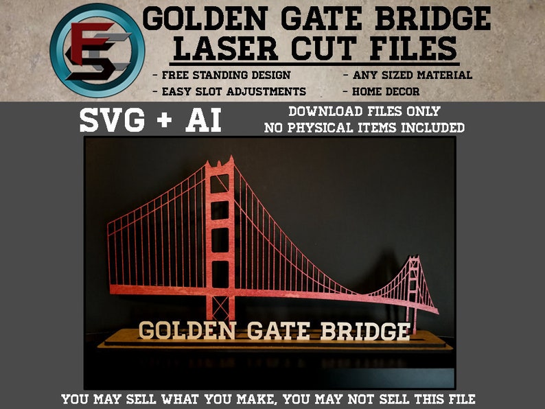 Golden Gate Bridge SVG + Ai Laser Cut Files -- INSTANT DOWNLOAD - Etsy