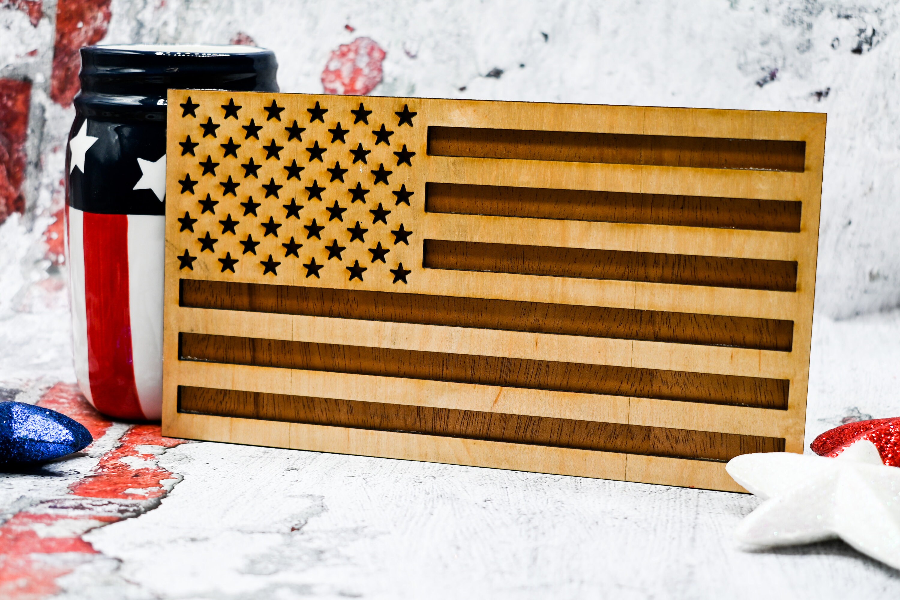 Layered American Flag SVG Ai Laser Cut Files INSTANT - Etsy