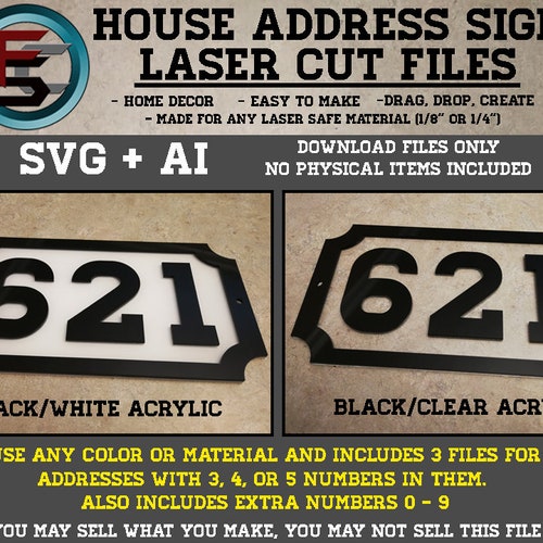 House Address Sign Svg Ai Laser Cut Files INSTANT - Etsy