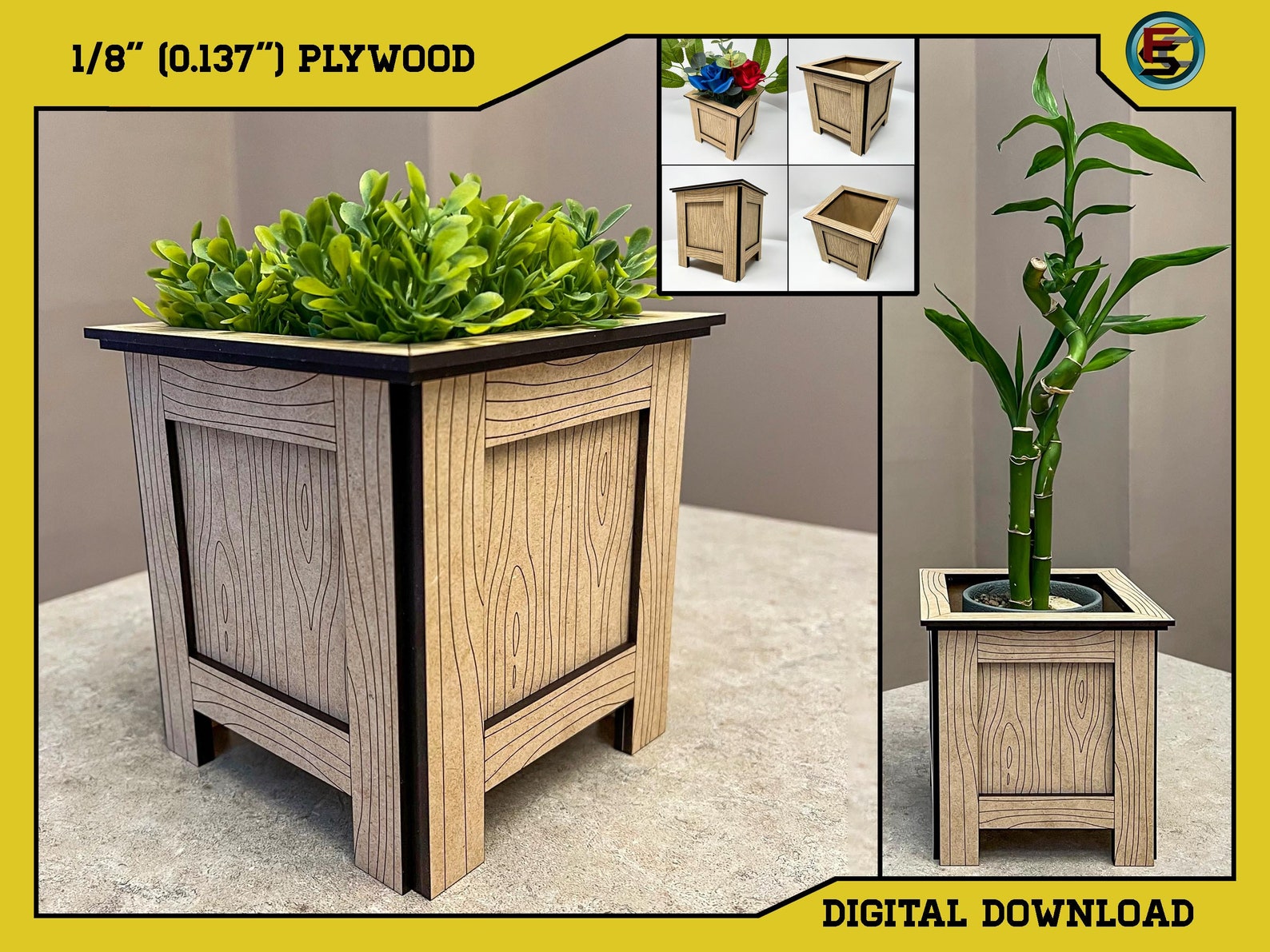 Flower Planter Box SVG Ai Laser Cut Files INSTANT - Etsy