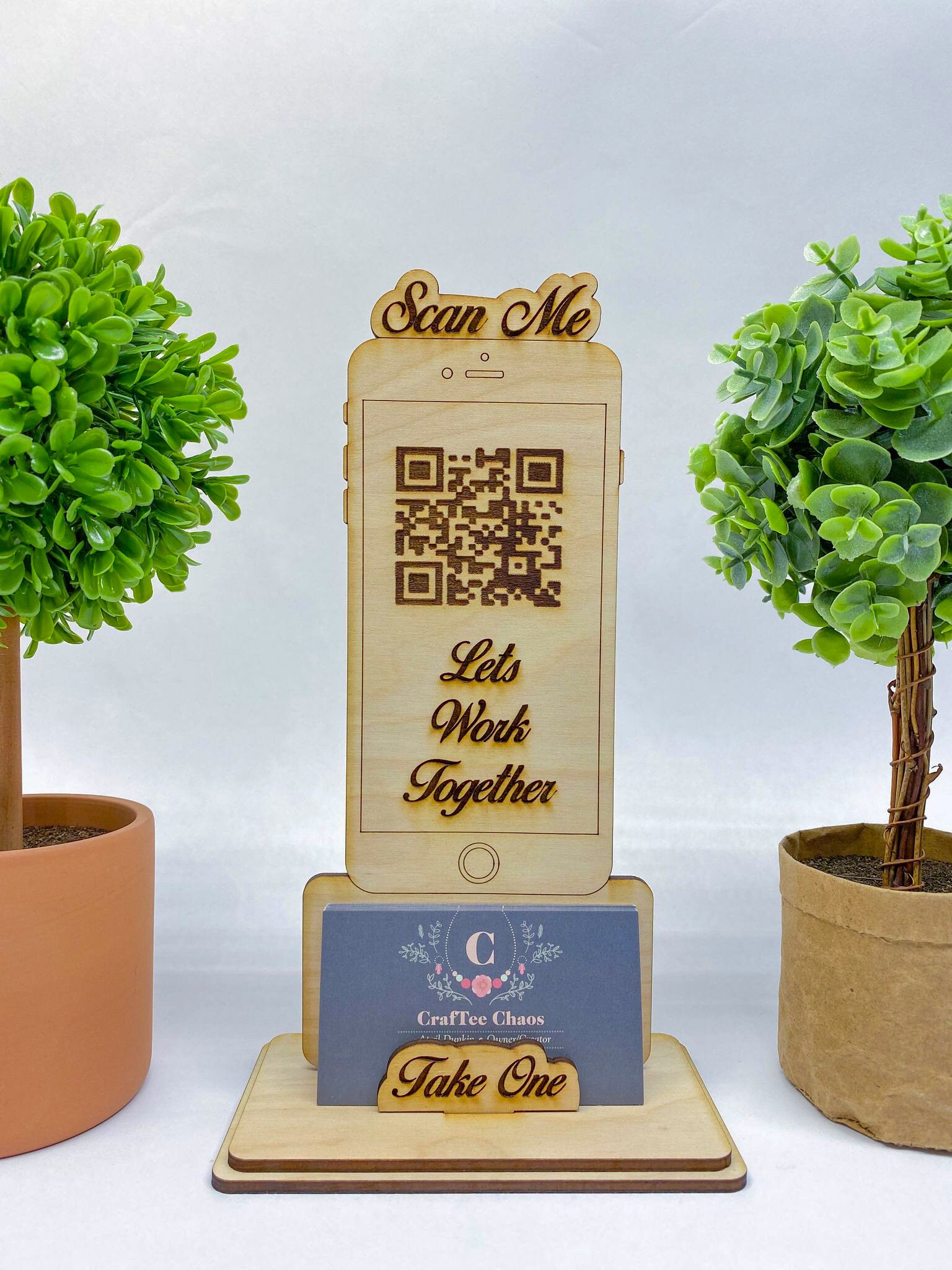 Scan Me Stand With Card Holder SVG Ai Laser Cut Files - Etsy
