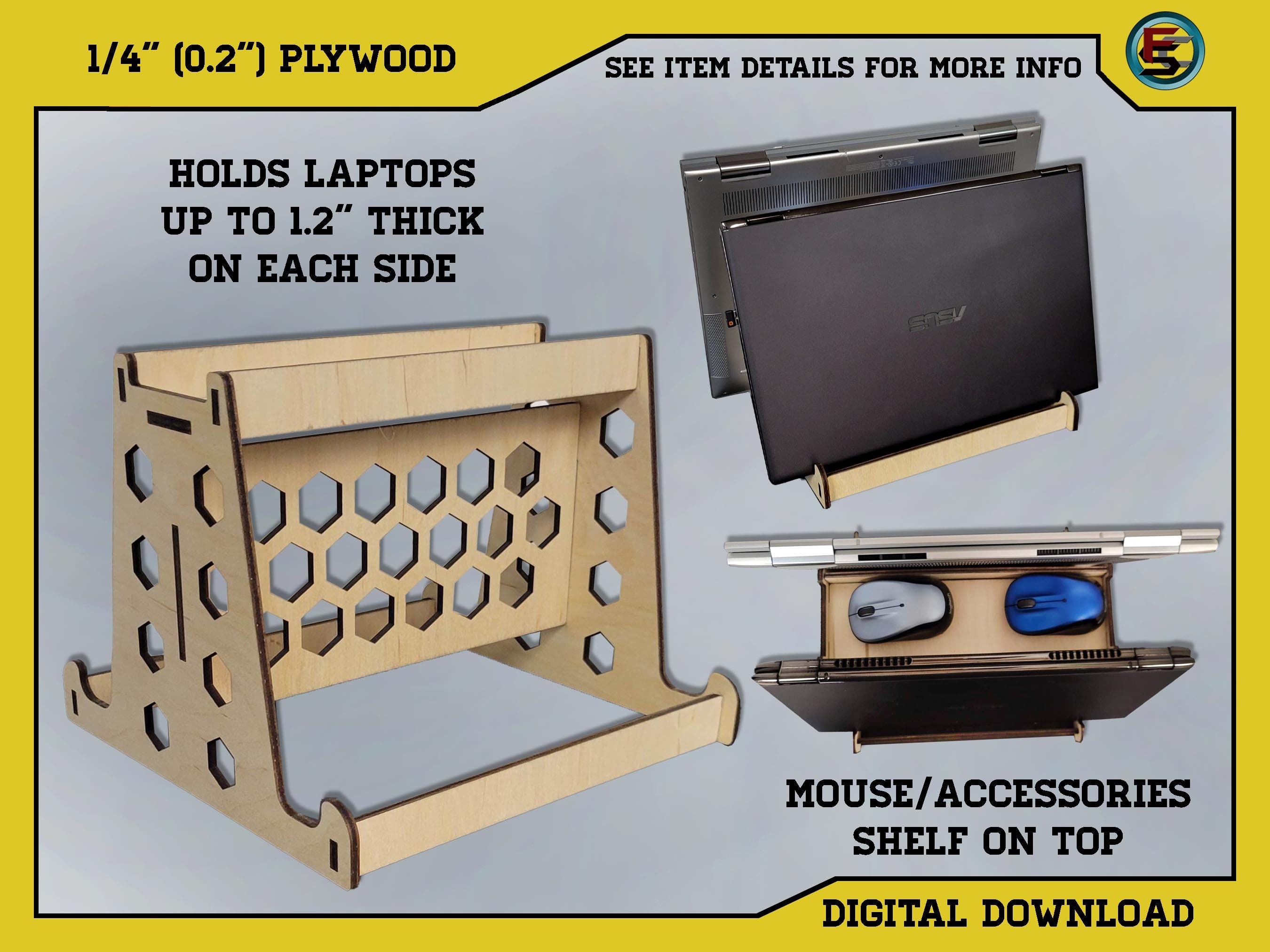 Double Laptop Holder SVG Ai Laser Cut Files INSTANT - Etsy