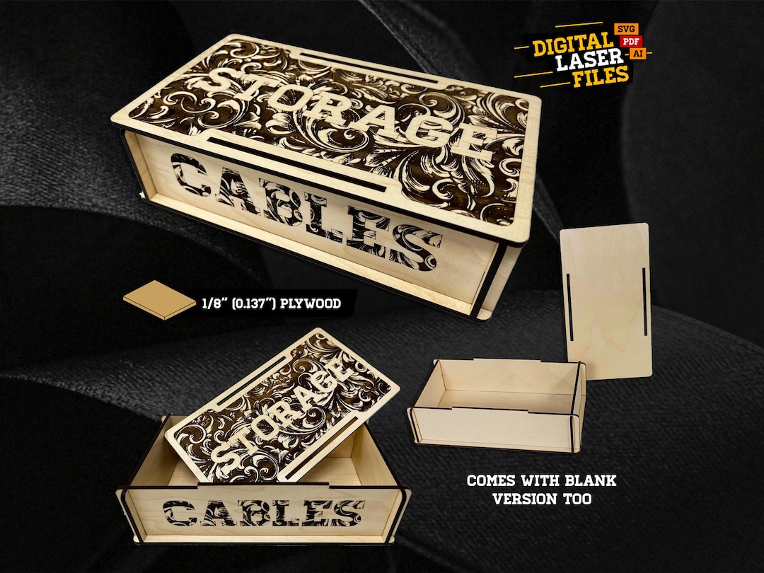 Cable Storage Box SVG + Ai Laser Cut Files -- INSTANT DOWNLOAD - Etsy