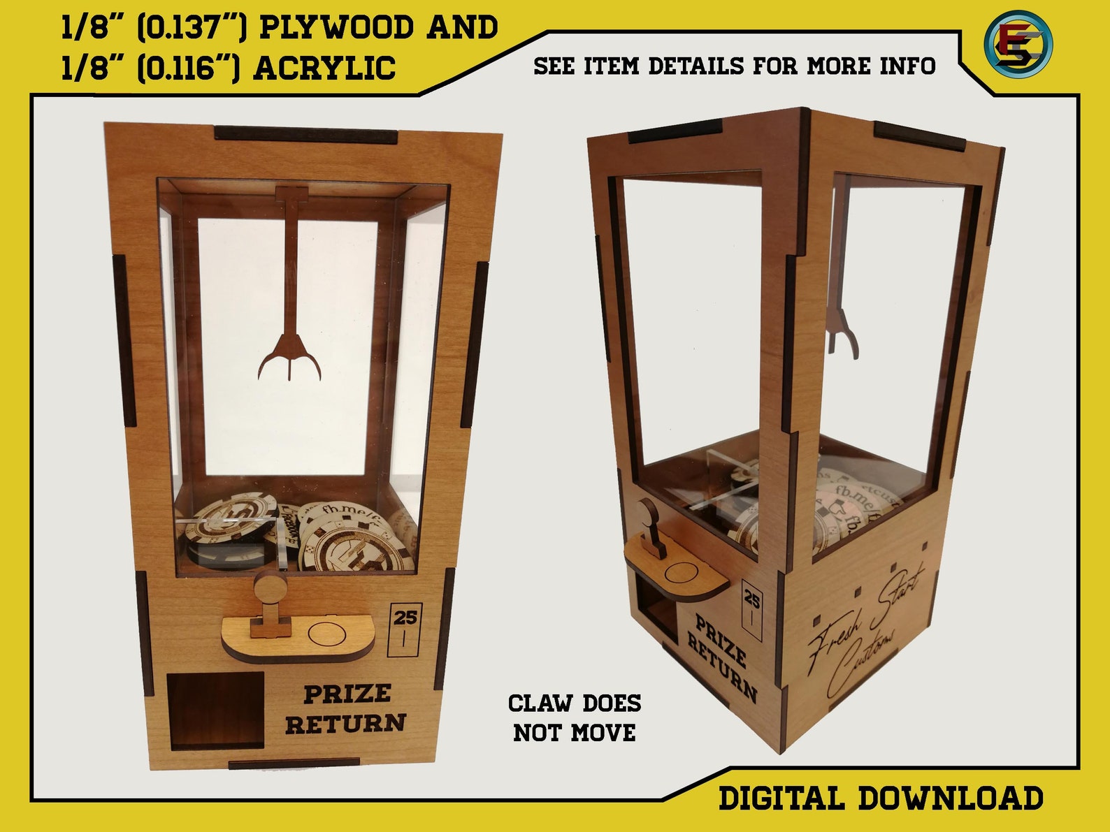 Arcade Claw Machine SVG Ai Laser Cut Files INSTANT - Etsy Canada