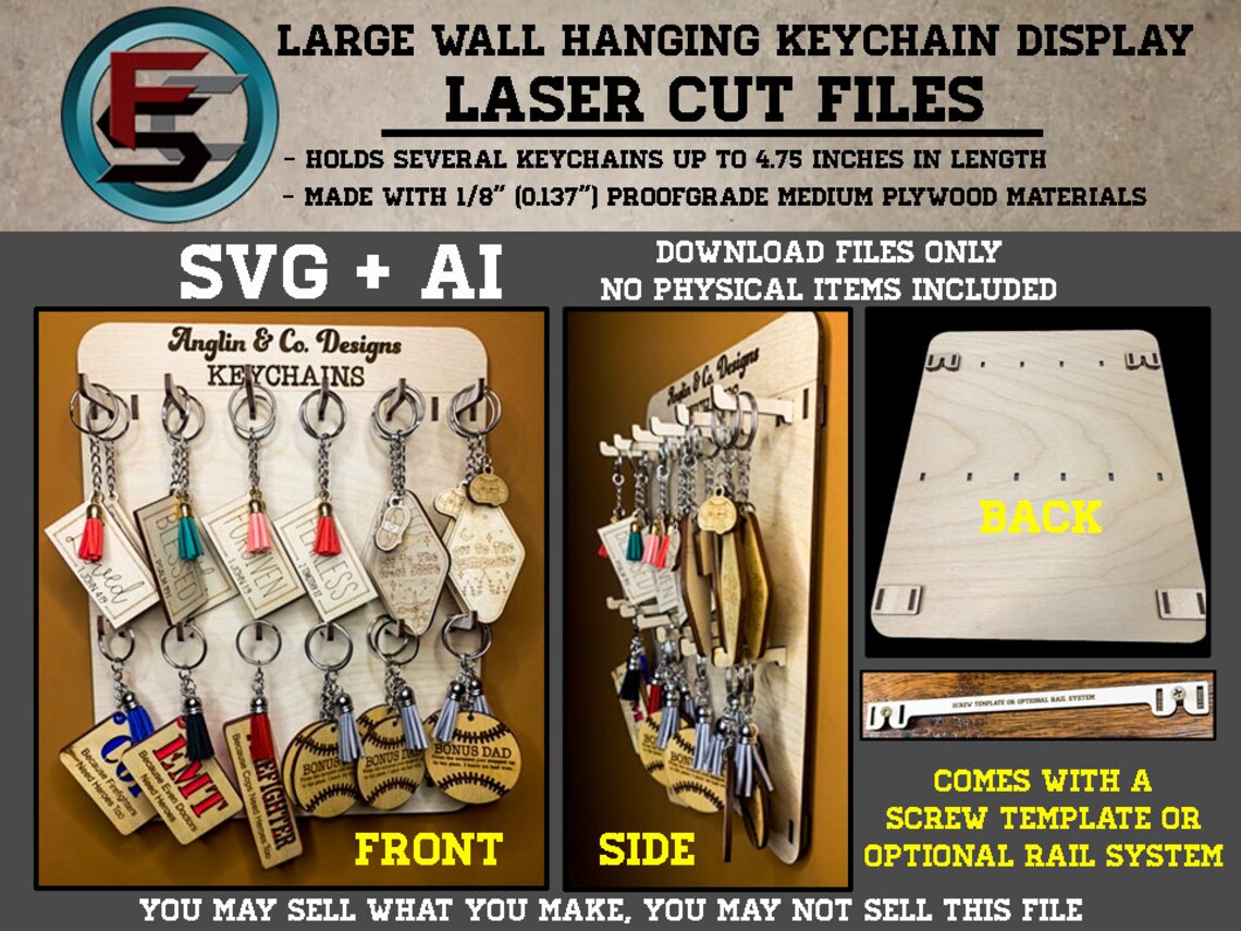 Large Wall Hanging Keychain Display SVG Ai Laser Cut Files - Etsy