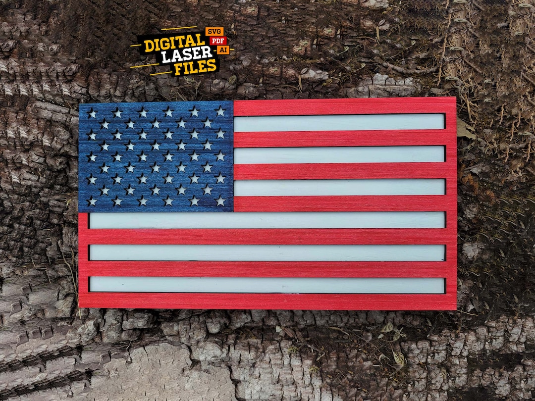 Layered American Flag SVG + Ai Laser Cut Files -- INSTANT DOWNLOAD - Etsy