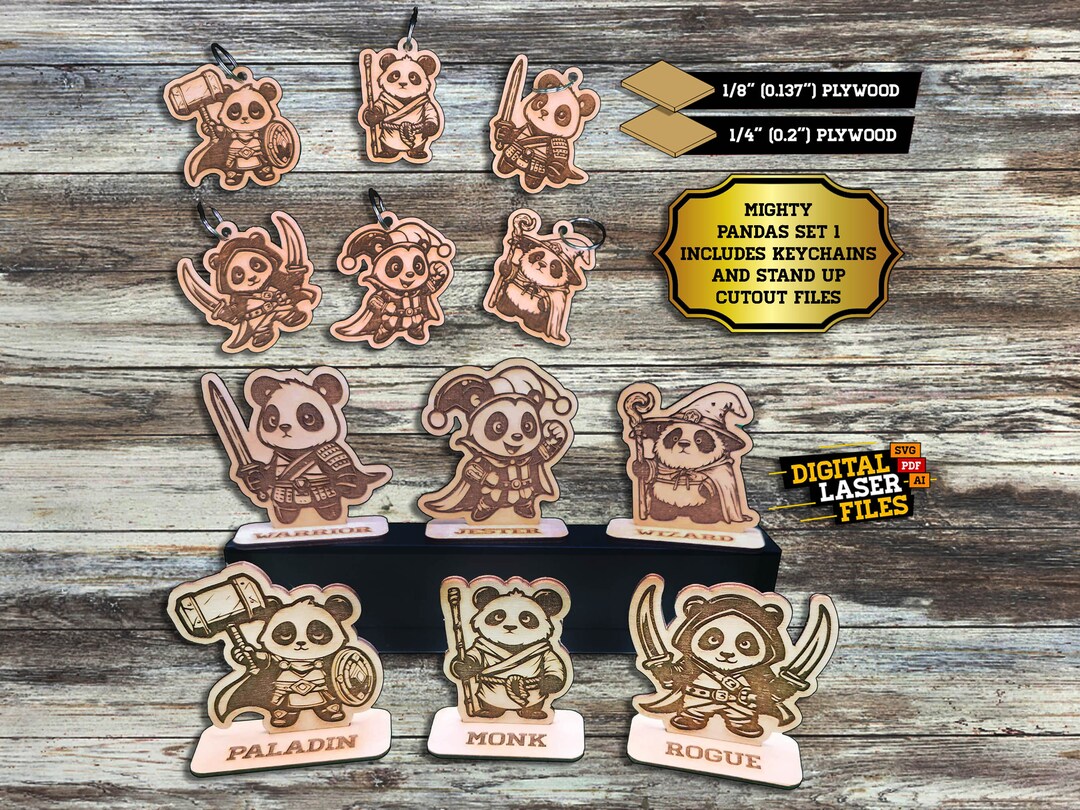 Mighty Pandas Set 1 SVG Ai Laser Cut Files INSTANT DOWNLOAD - Etsy