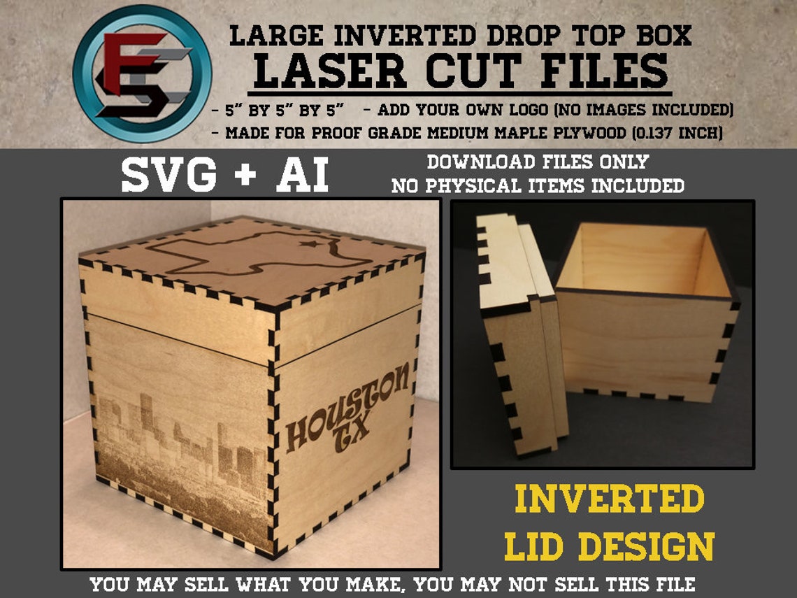 Large Inverted Drop Top Box SVG Ai Laser Cut Files - Etsy