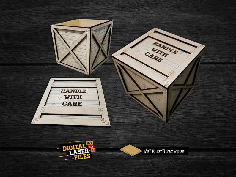 Wood Crate SVG + Ai Laser Cut Files -- INSTANT DOWNLOAD - Etsy