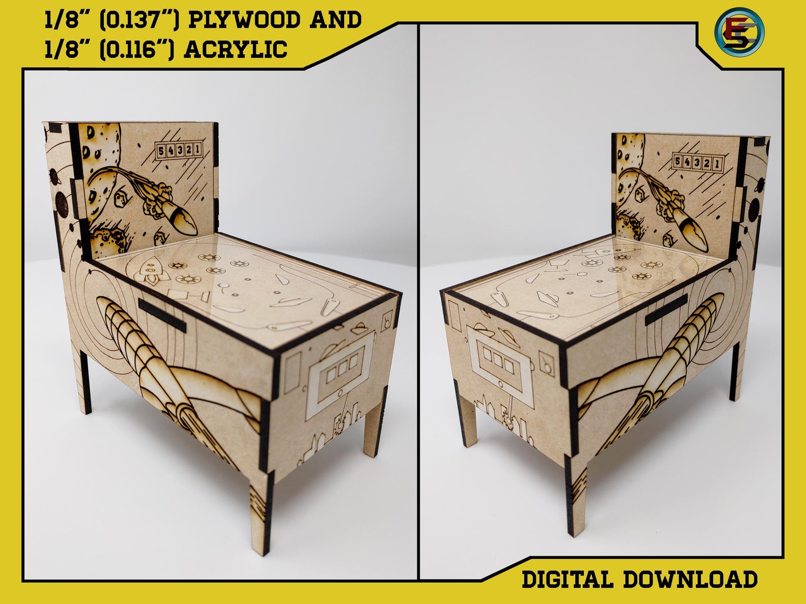 Pinball Machine SVG + Ai Laser Cut Files -- INSTANT DOWNLOAD - Etsy