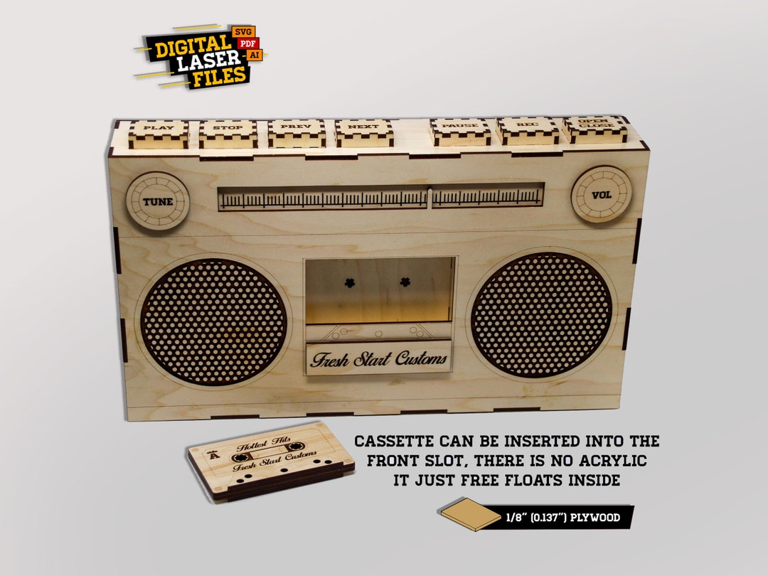 Boombox SVG + Ai Laser Cut Files -- INSTANT DOWNLOAD - Etsy