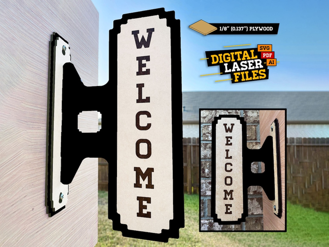 Wall Sign One Sheet Version SVG + Ai Laser Cut Files -- INSTANT ...