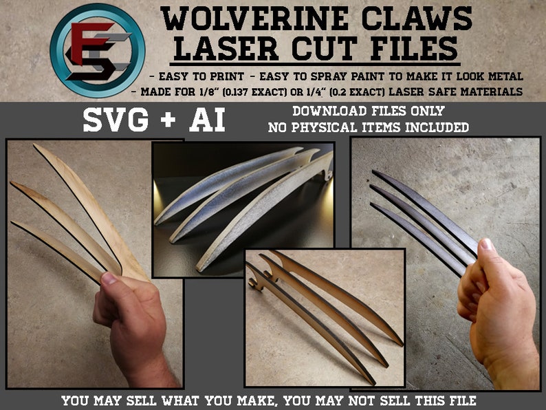 Wolverine Claws SVG + Ai Laser Cut Files -- INSTANT DOWNLOAD - Etsy