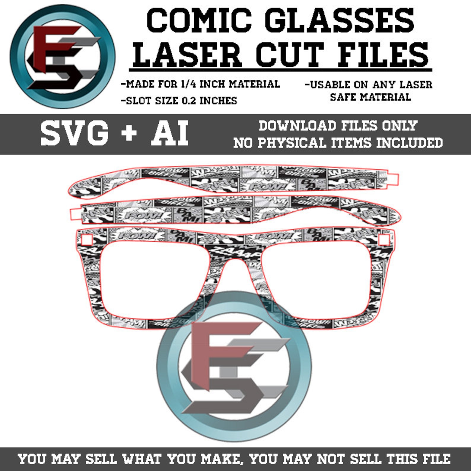 Comic Glasses SVG + Ai Laser Cut Files -- INSTANT DOWNLOAD - Etsy