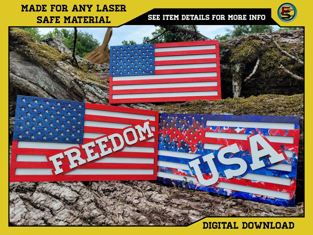 Layered Flags 3 Pack SVG Ai Laser Cut Files INSTANT - Etsy