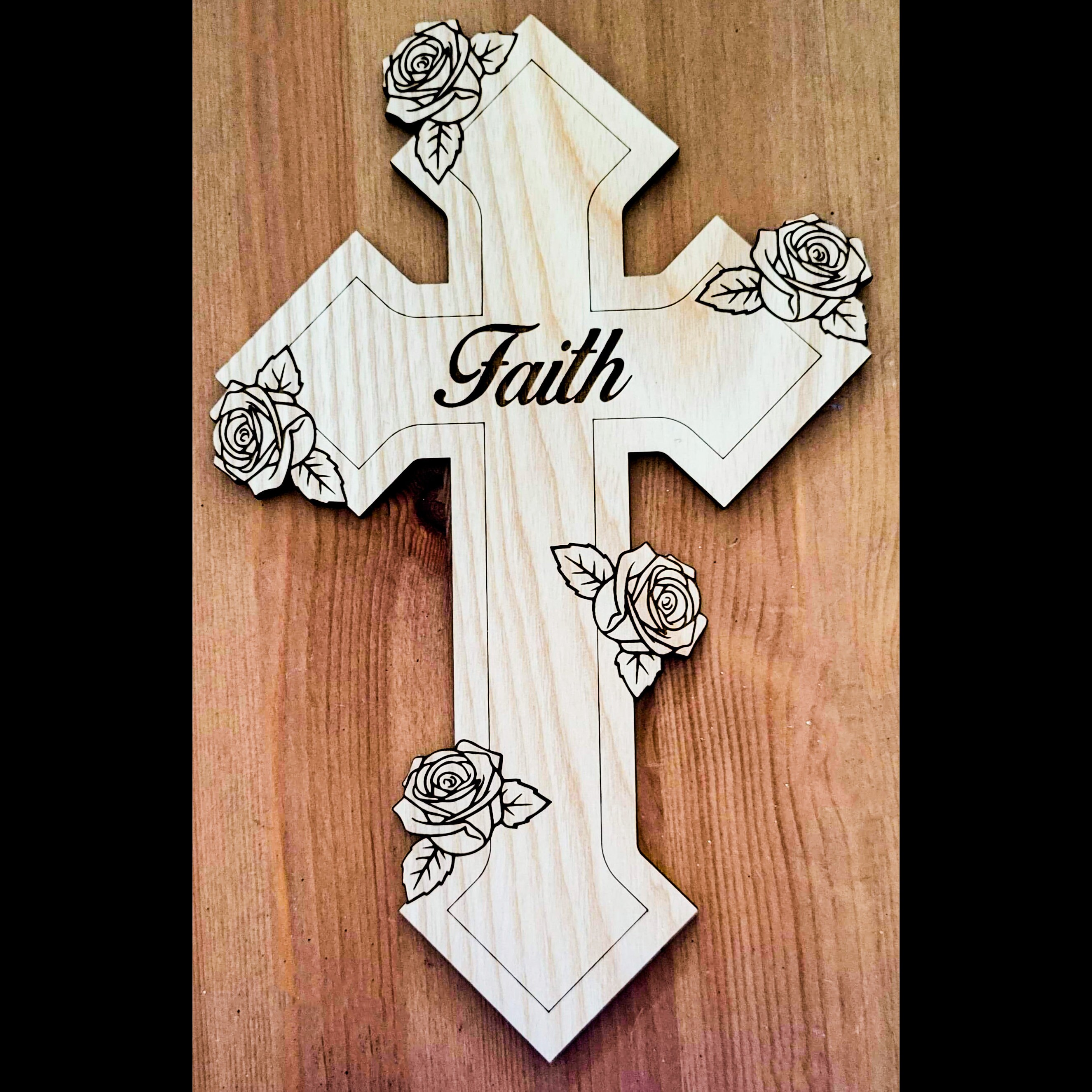Cross With Roses SVG Ai Laser Cut Files INSTANT DOWNLOAD - Etsy