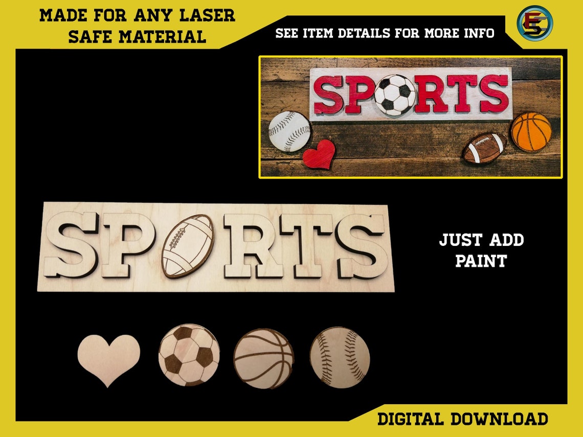 Sports Sign SVG Ai Laser Cut Files INSTANT DOWNLOAD - Etsy
