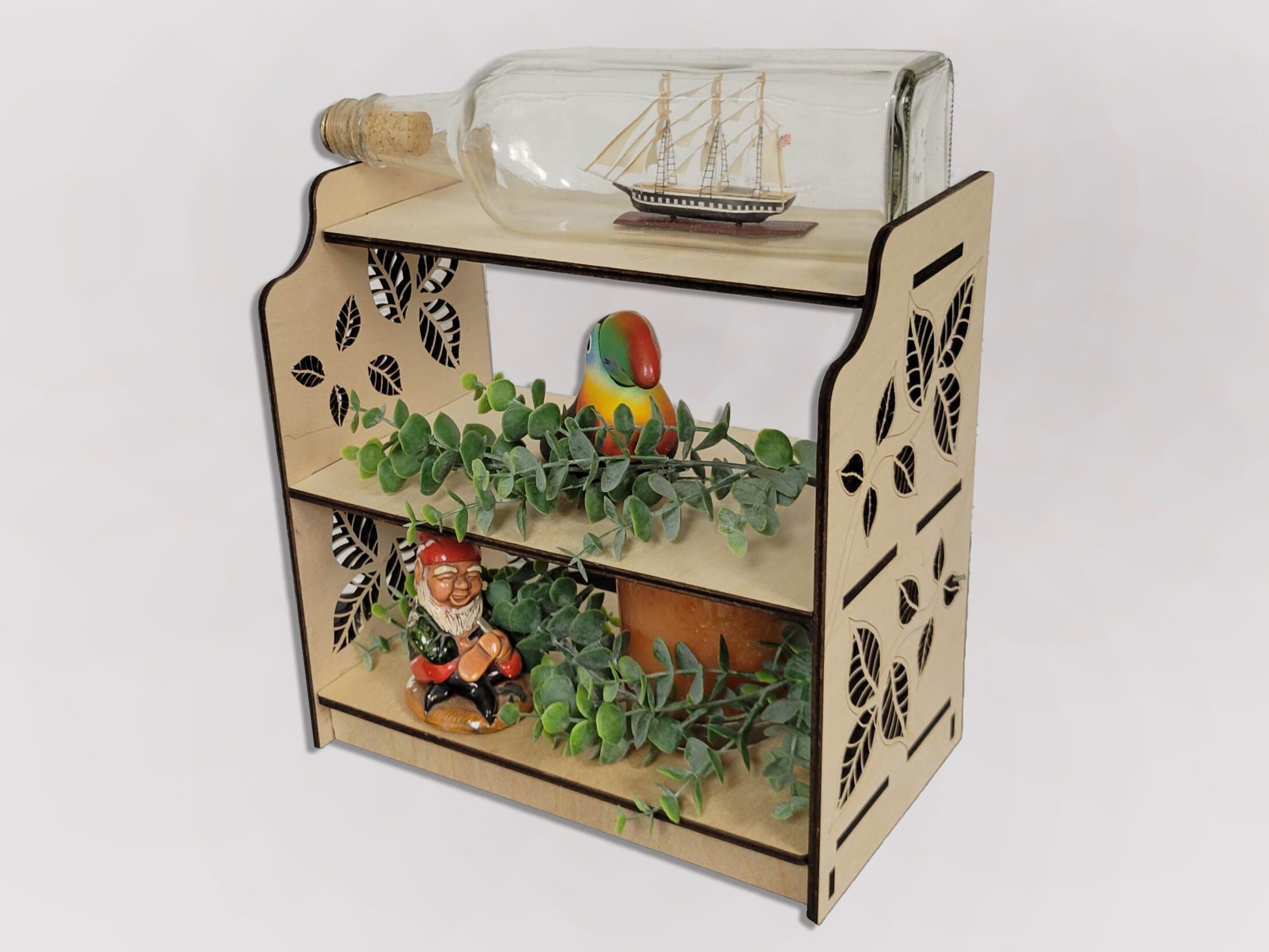 Decorative Shelf With Leaves SVG Ai Laser Cut Files - Etsy