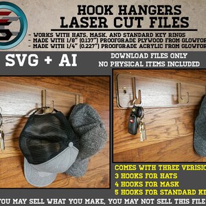 Hook Hangers SVG + Ai Laser Cut Files -- INSTANT DOWNLOAD - Etsy