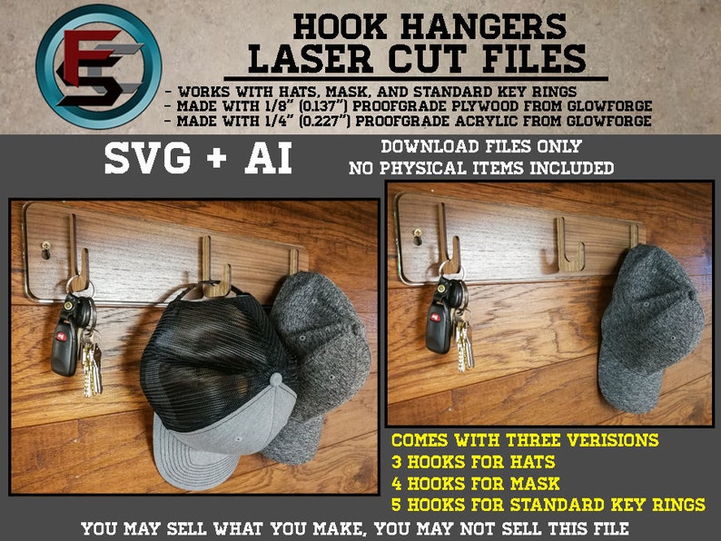 Hook Hangers SVG + Ai Laser Cut Files -- INSTANT DOWNLOAD - Etsy Canada
