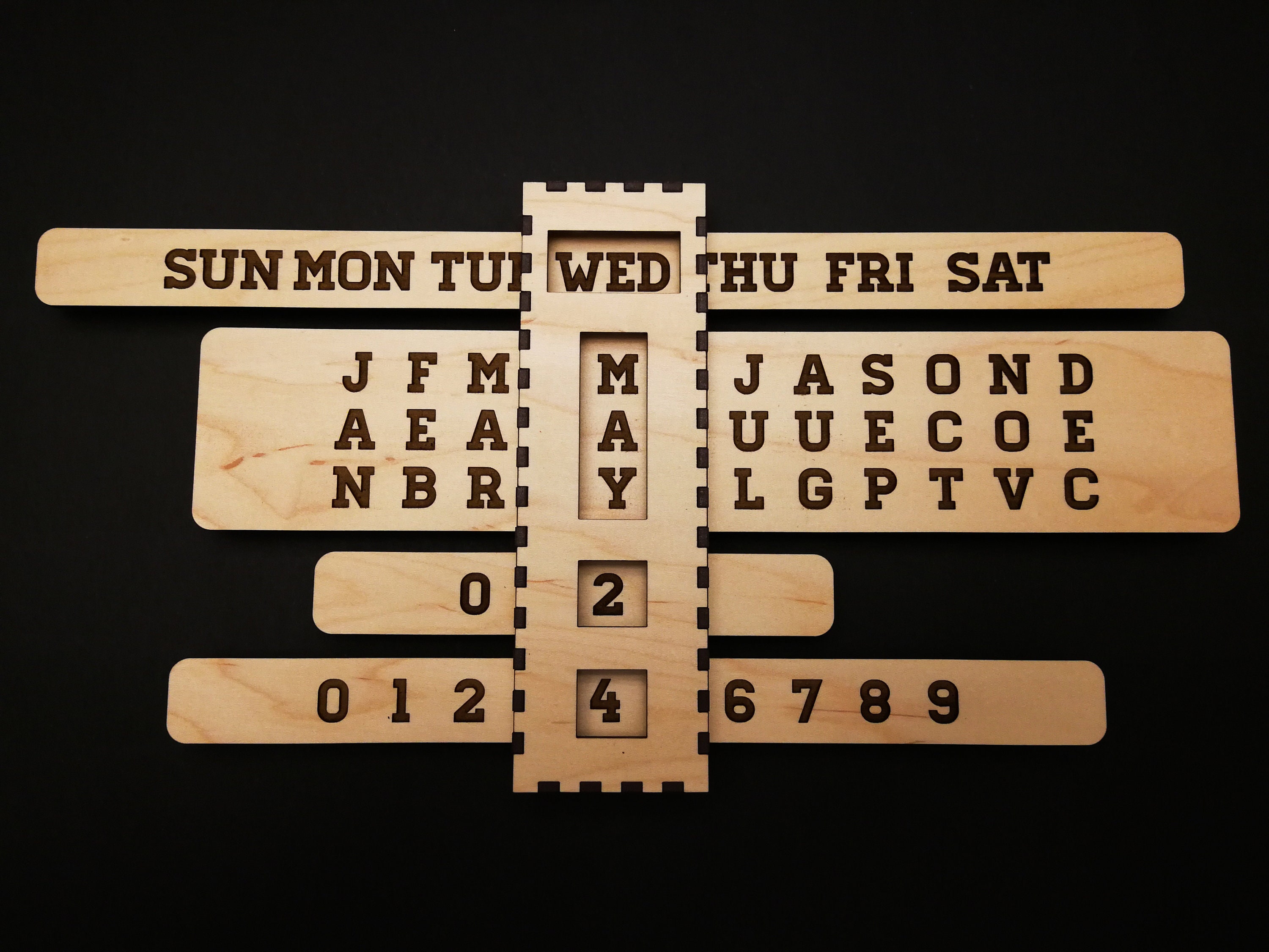 Push and Pull Calendar SVG + Ai Laser Cut Files--TÉLÉCHARGEMENT ...