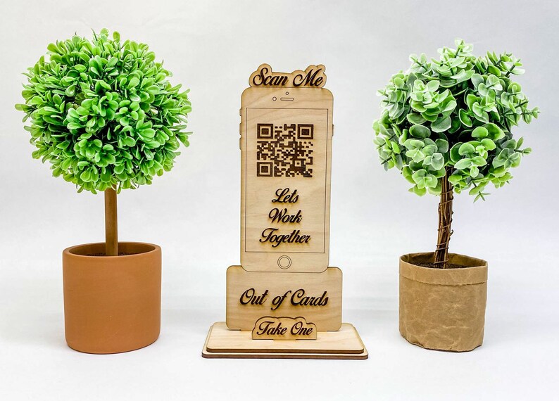 Scan Me Stand With Card Holder SVG Ai Laser Cut Files - Etsy