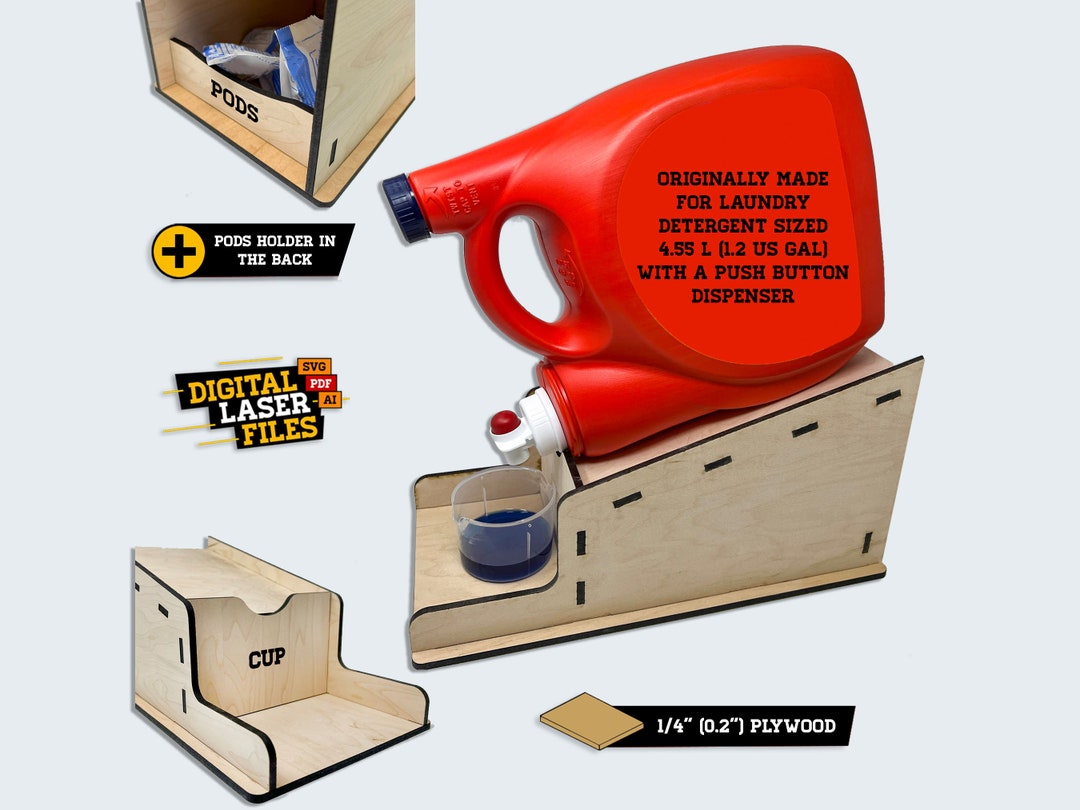 Laundry Detergent Holder SVG + Ai Laser Cut Files -- INSTANT DOWNLOAD ...