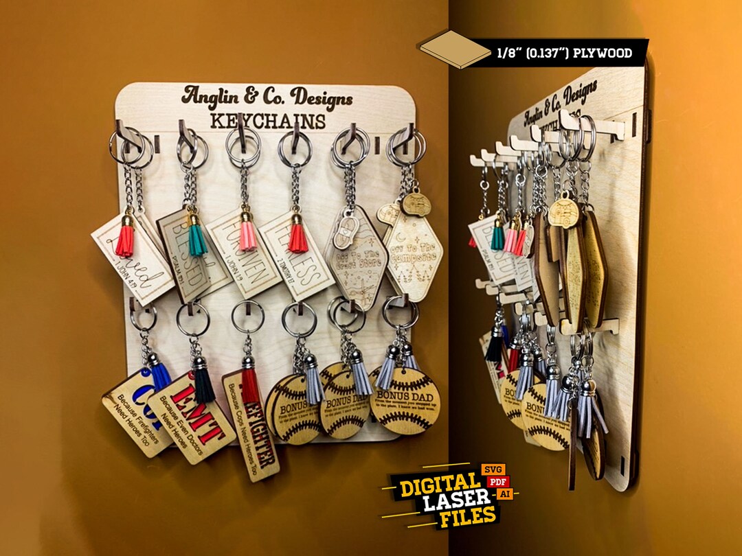 Large Wall Hanging Keychain Display SVG + Ai Laser Cut Files -- INSTANT ...