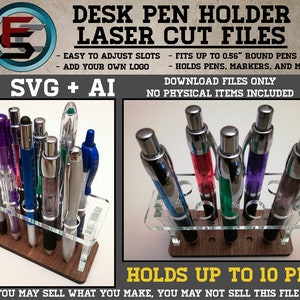 Desk Pen Holder SVG Ai Laser Cut Files INSTANT DOWNLOAD - Etsy